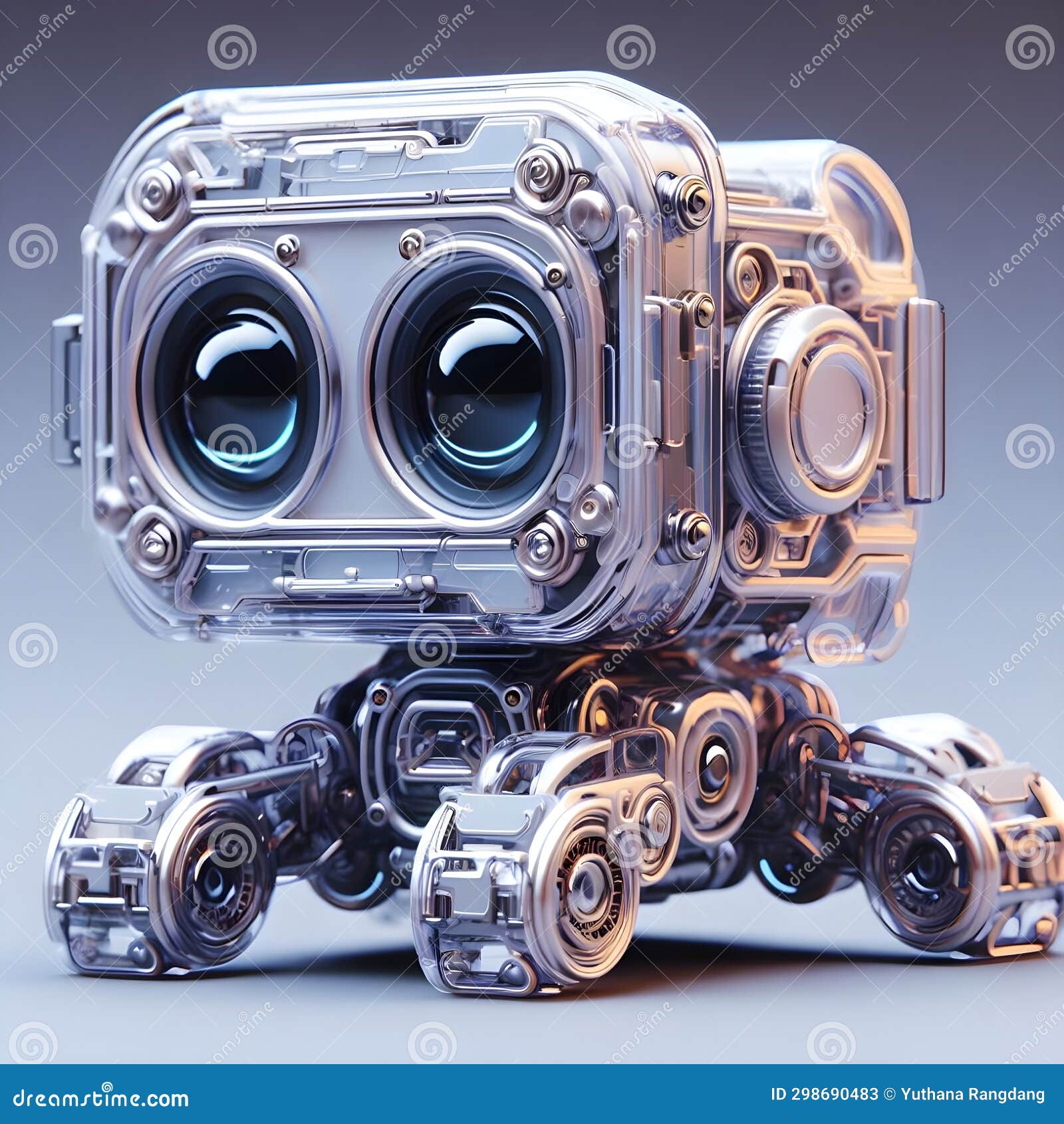 A Tiny Cute Translucent Polycarbonate Sci-fi Robot. Stock Image - Image ...