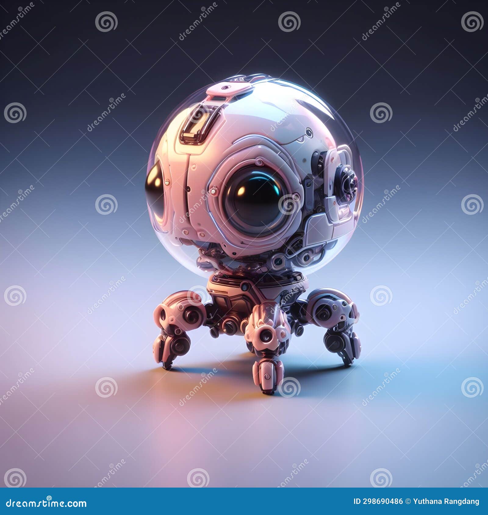 A Tiny Cute Translucent Polycarbonate Sci-fi Robot. Stock Photo - Image ...