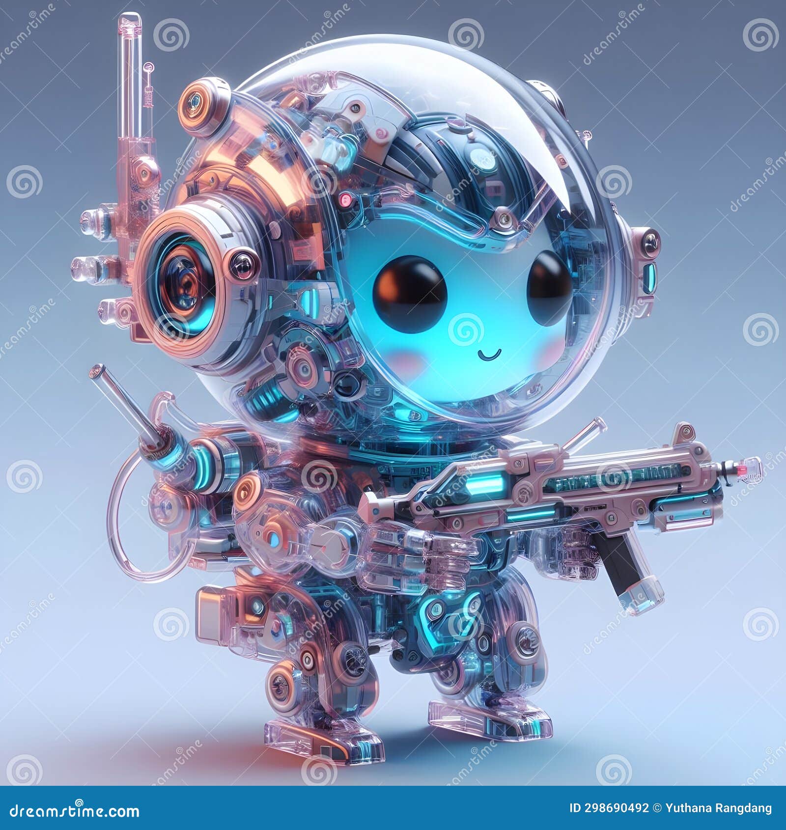 A Tiny Cute Translucent Polycarbonate Sci-fi Robot. Stock Photo - Image ...