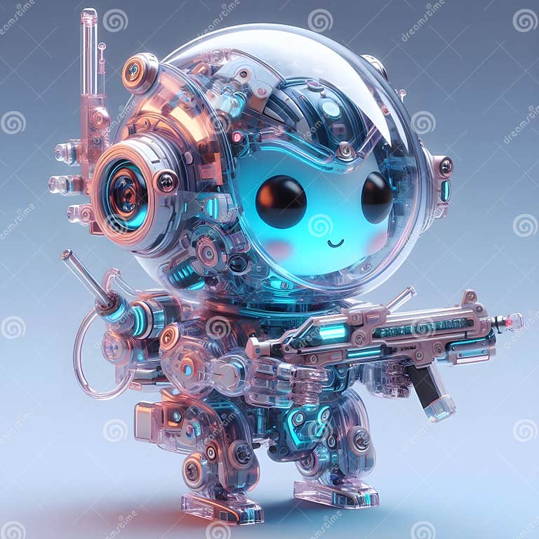 A Tiny Cute Translucent Polycarbonate Sci-fi Robot. Stock Photo - Image ...