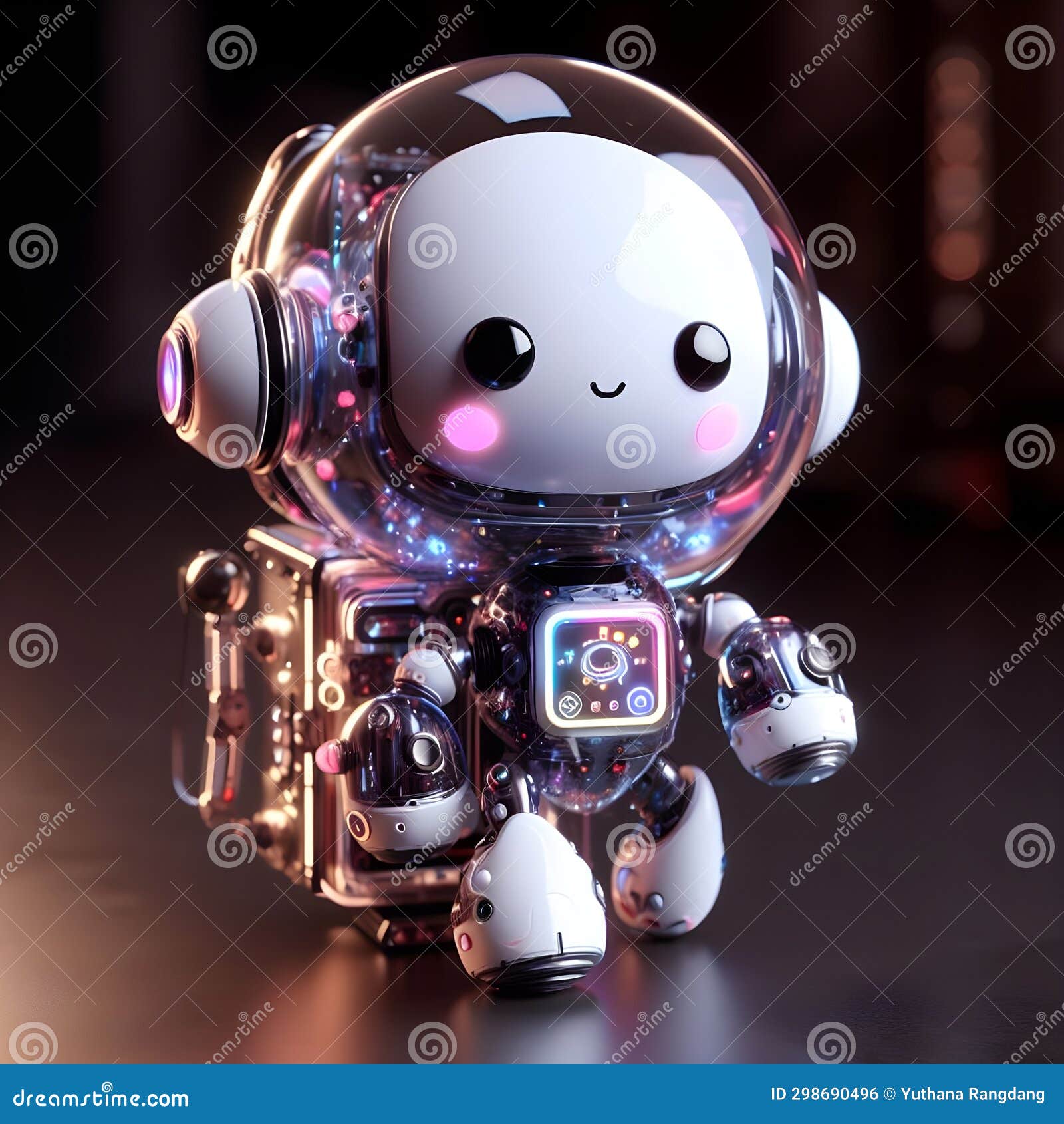 A Tiny Cute Translucent Polycarbonate Sci-fi Robot. Stock Photo - Image ...