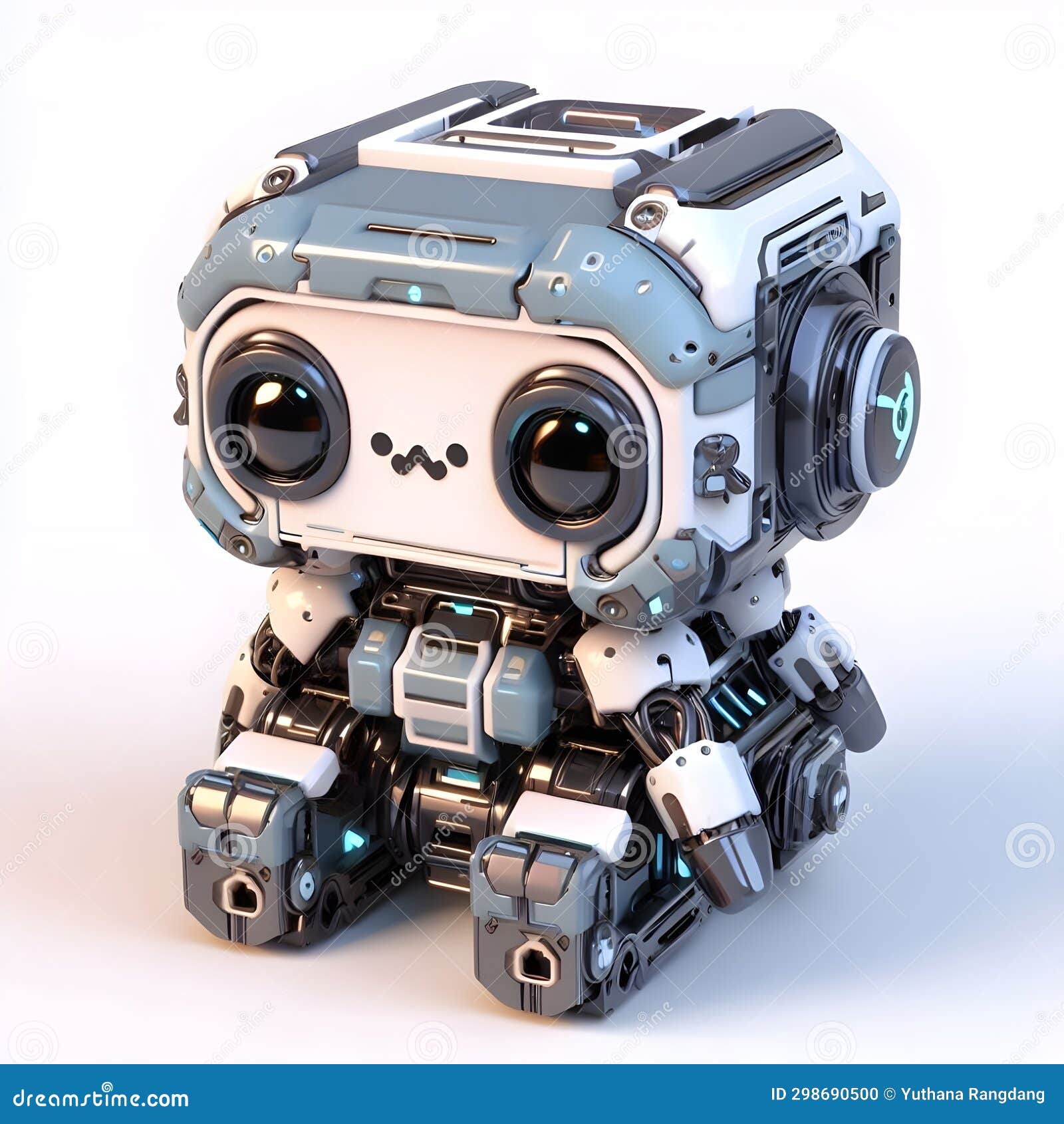 A Tiny Cute Translucent Polycarbonate Sci-fi Robot. Stock Illustration ...