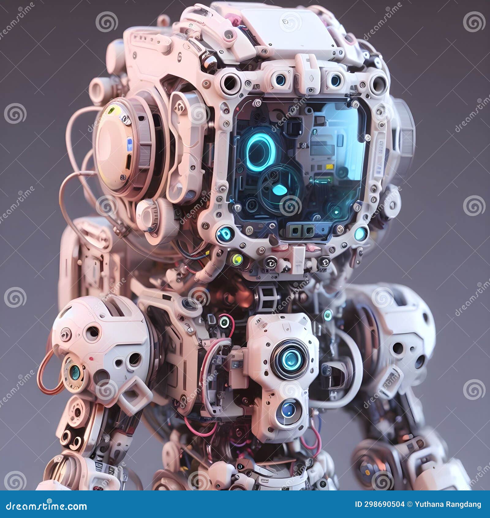 A Tiny Cute Translucent Polycarbonate Sci-fi Robot. Stock Illustration ...