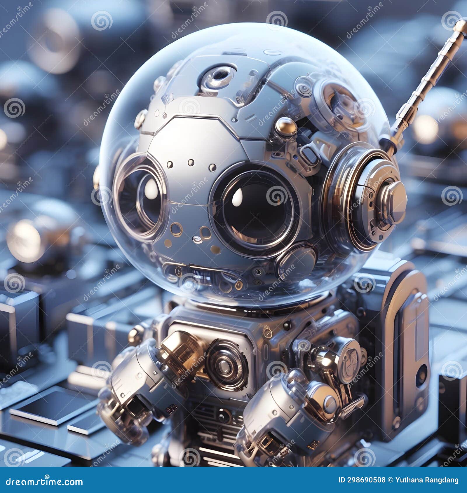 A Tiny Cute Translucent Polycarbonate Sci-fi Robot. Stock Photo - Image ...