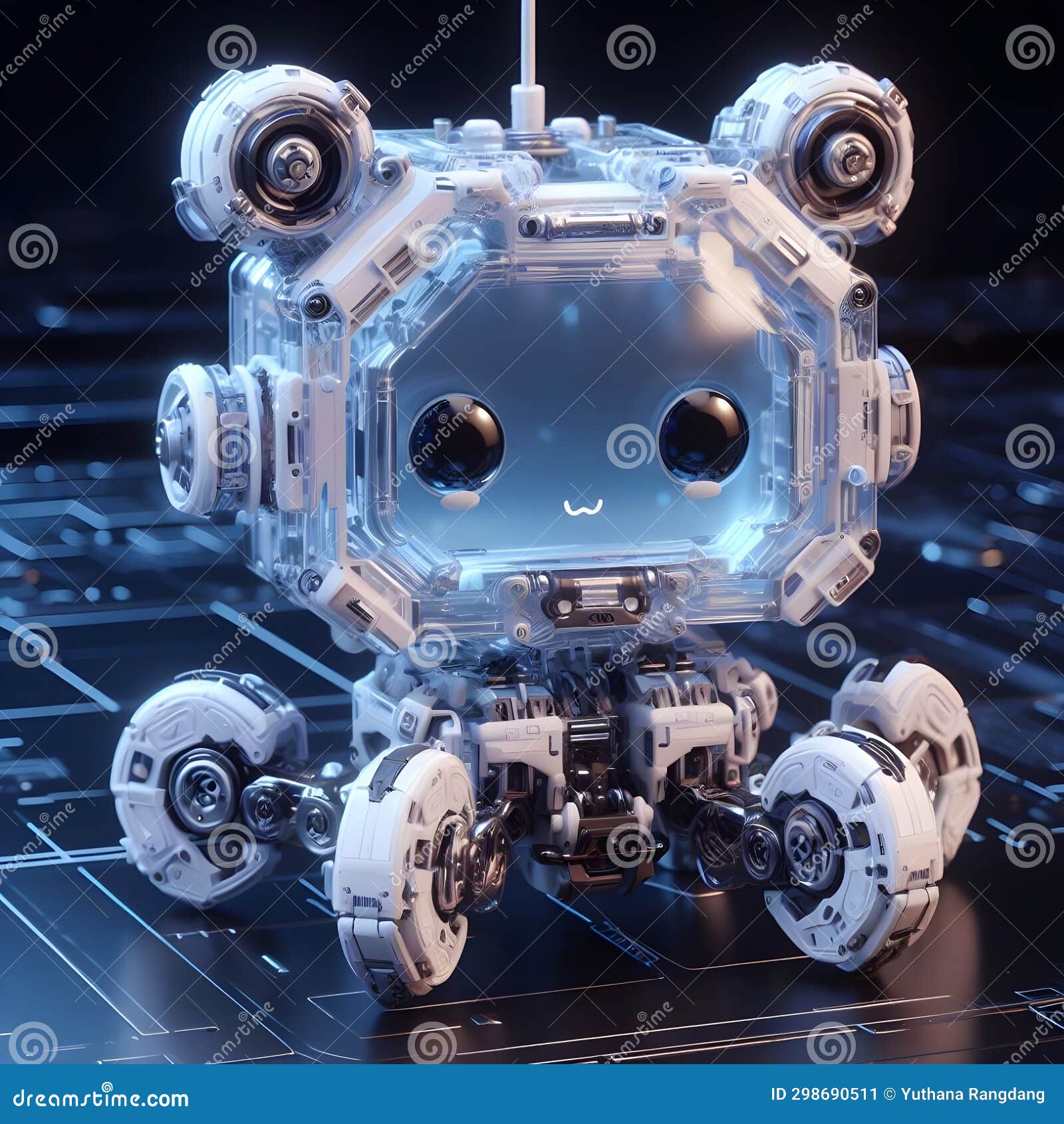 A Tiny Cute Translucent Polycarbonate Sci-fi Robot. Stock Image - Image ...