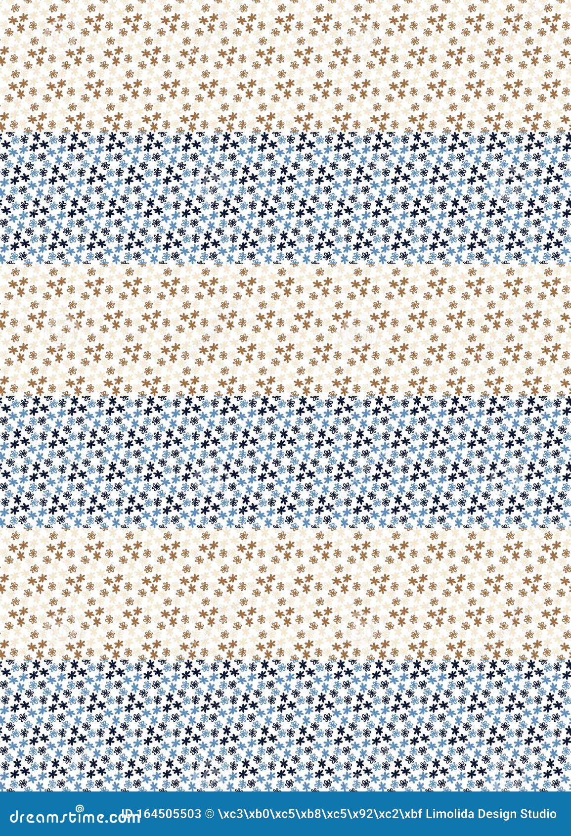 Tiny Daisy Meadow Striped Patchwork Seamless Pattern. Retro Seventies ...