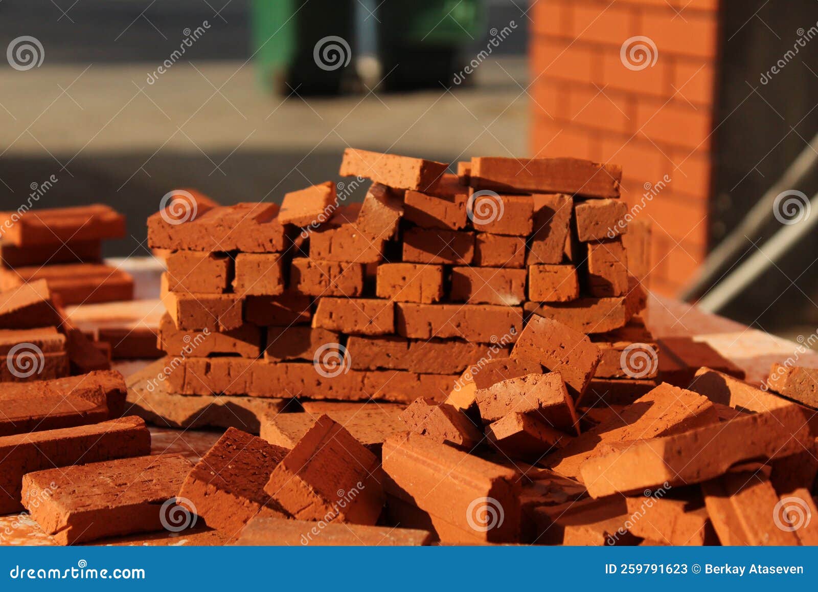 Tiny Dark Orange Bricks on a Table at Sunset Color Stock Image - Image ...