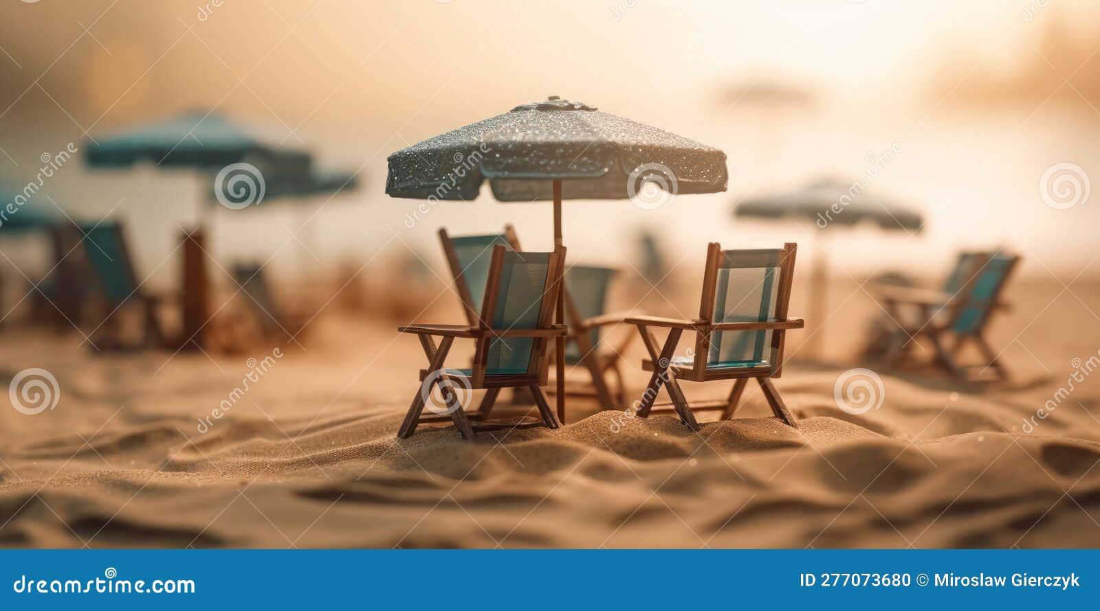 Tiny Deck Chairs and Umbrellas on the Beach Stock Illustration - Illustration of palm, deck ...