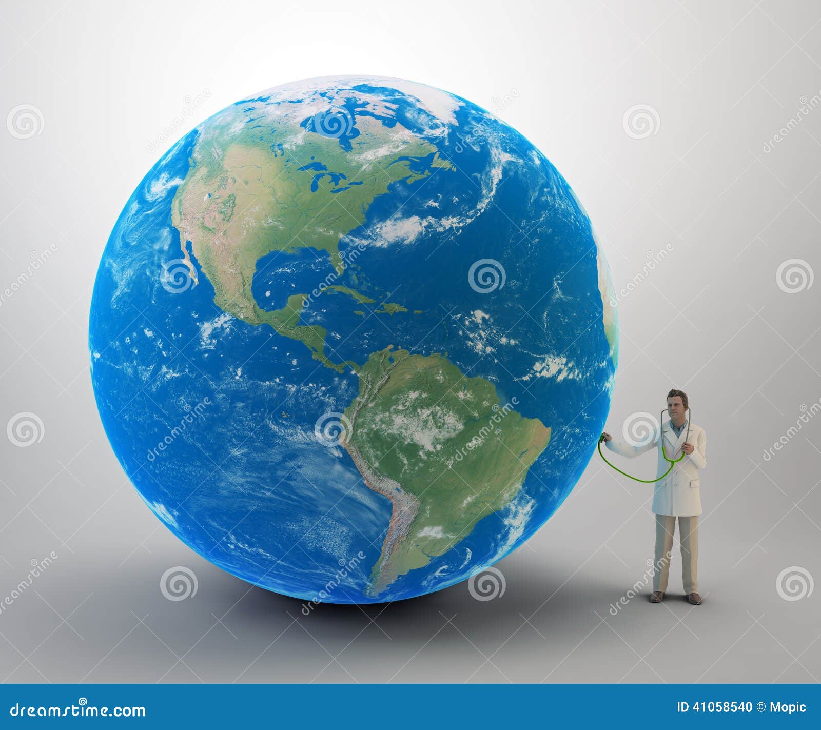 Tiny doctor with a globe stock illustration. Illustration of medic ...