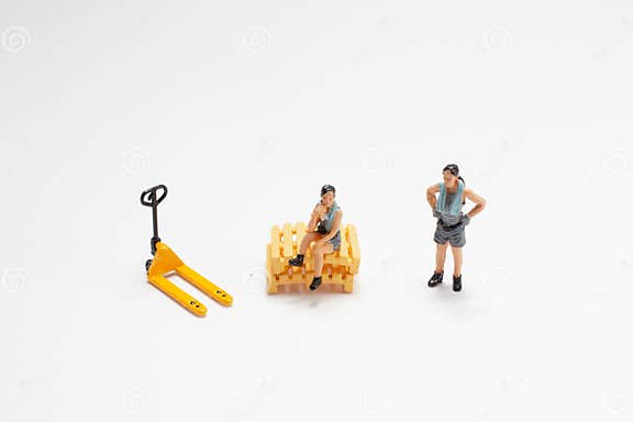 Tiny of Figure Worker, Construction and Hard Work Stock Photo - Image ...