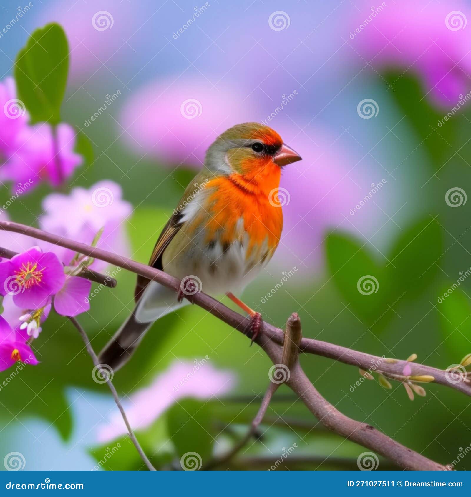 Tiny Finch On A Branch With, Aesthetically Inspired By Evelyn De Morgan ...