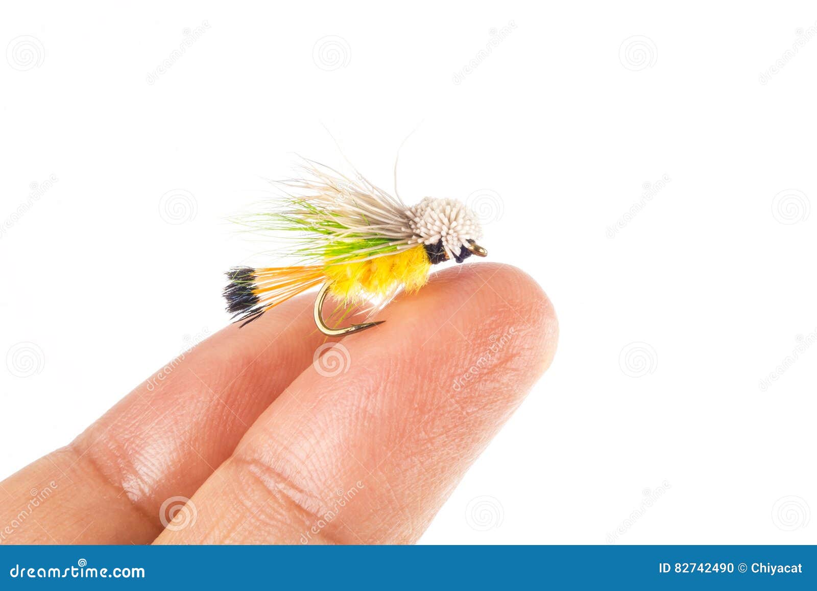 Tiny Fishing Fly on Finger Tip Stock Photo - Image of colorful, lures ...