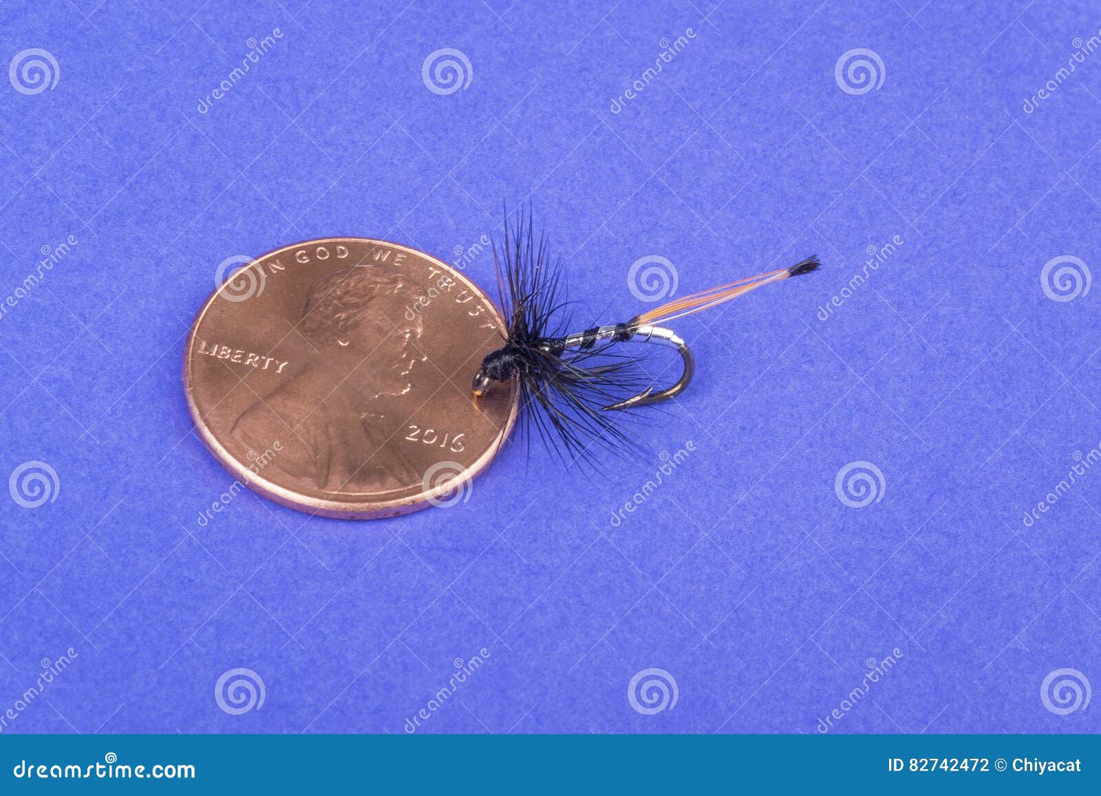 Tiny Fishing Fly on a Penny Stock Photo - Image of recreation, leisure ...