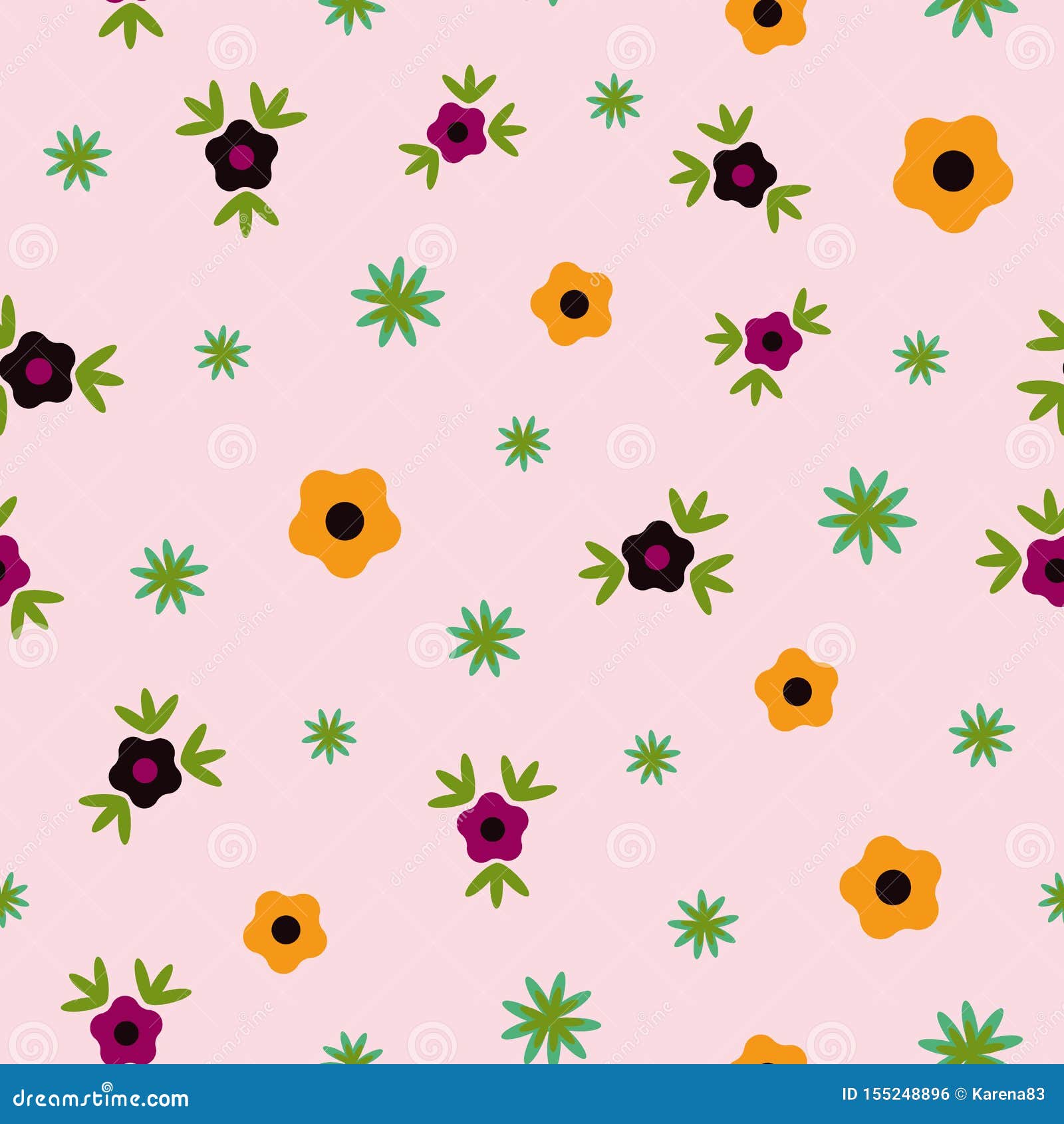 Tiny Flowers on Pink Floral Folk Collection Repeat Pattern Vector Stock Vector - Illustration of ...