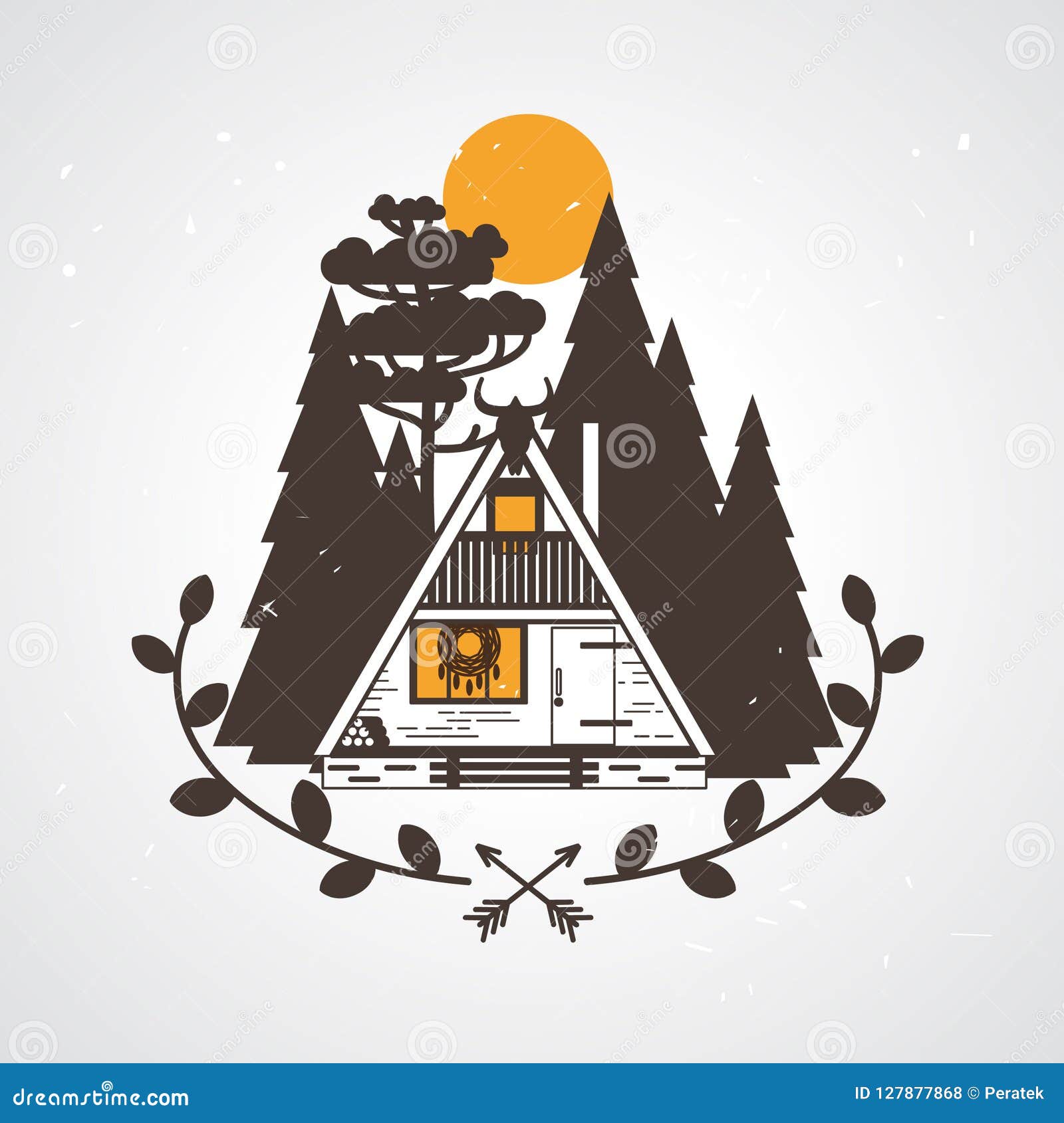 Tiny a-frame House for a Modern Witch. Vector Illustration Stock Vector ...