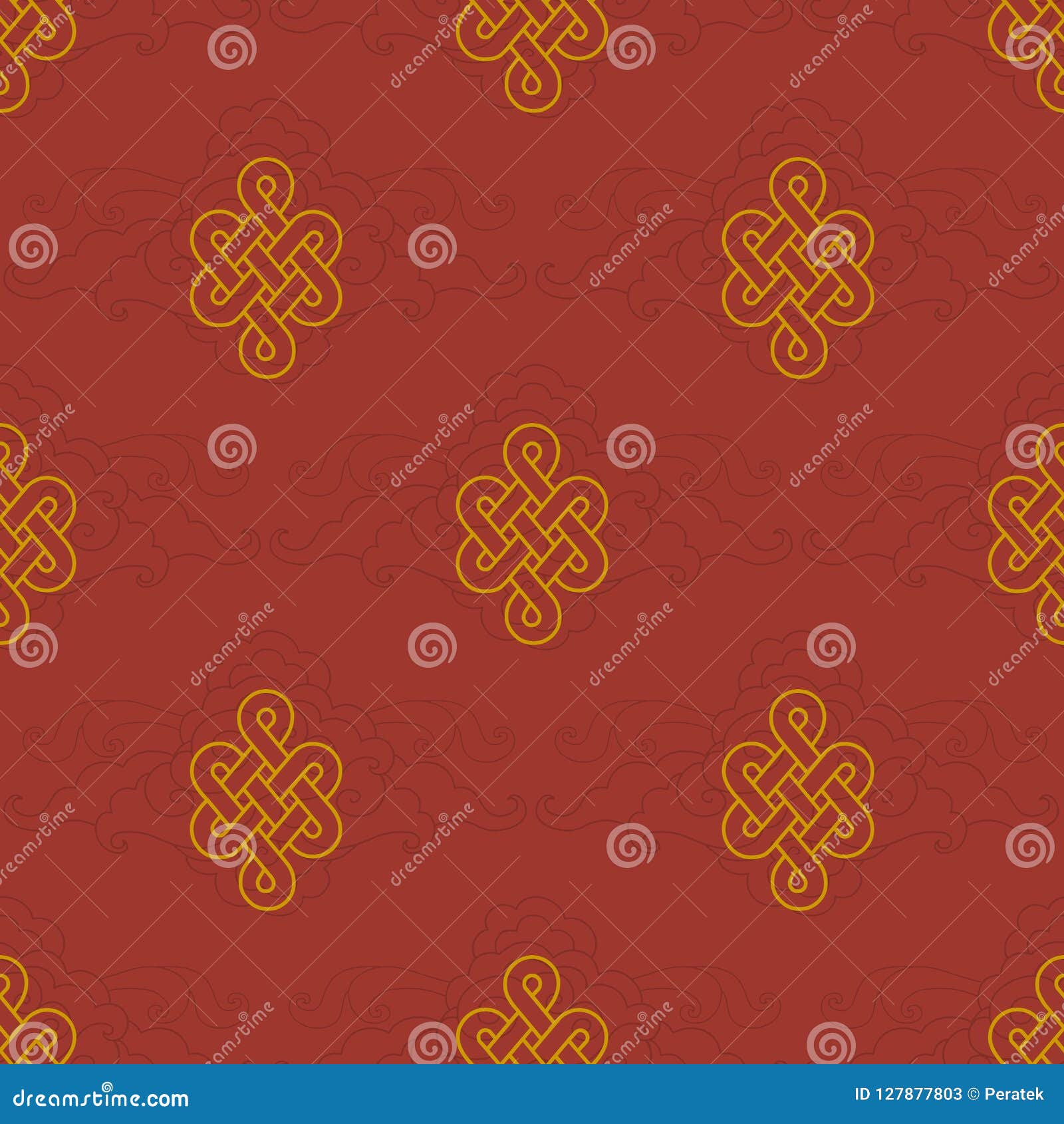 Vector Seamless Pattern with Traditional Buddhist Symbol of Fortune ...