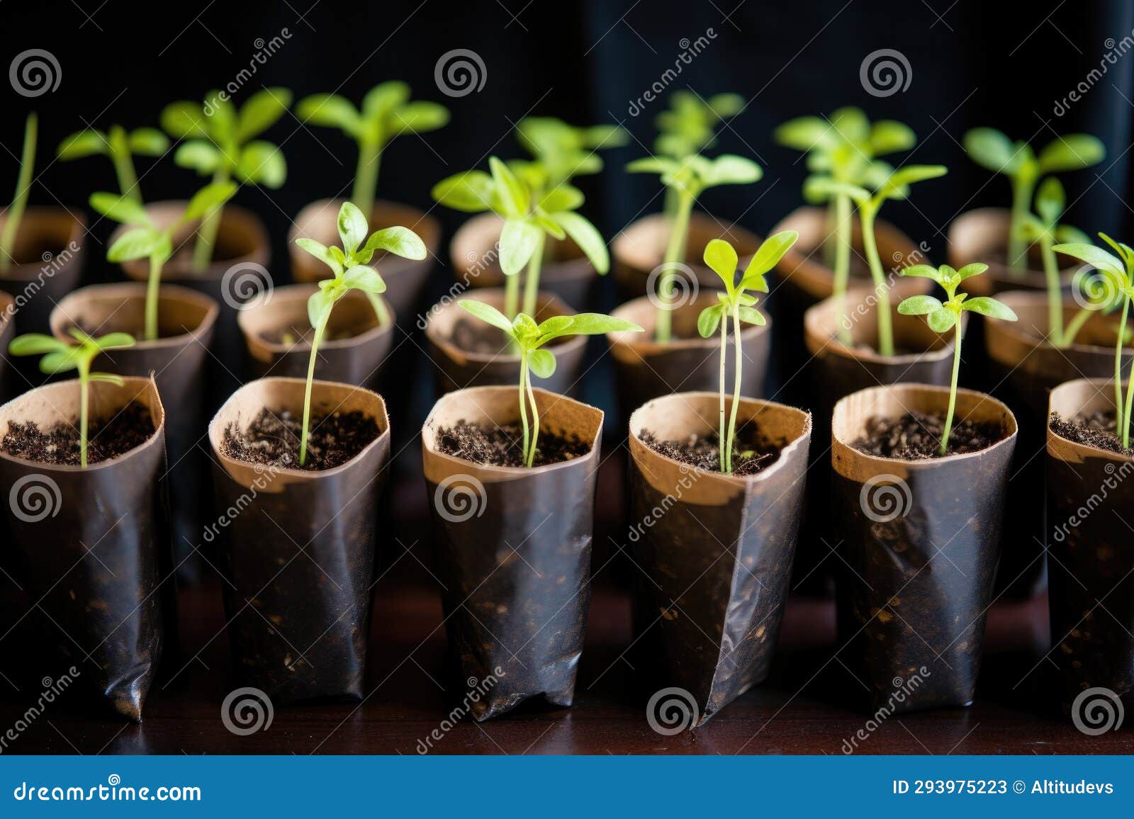 Tiny Green Seedlings Emerging from Seed Packets, Showing Variety Stock ...
