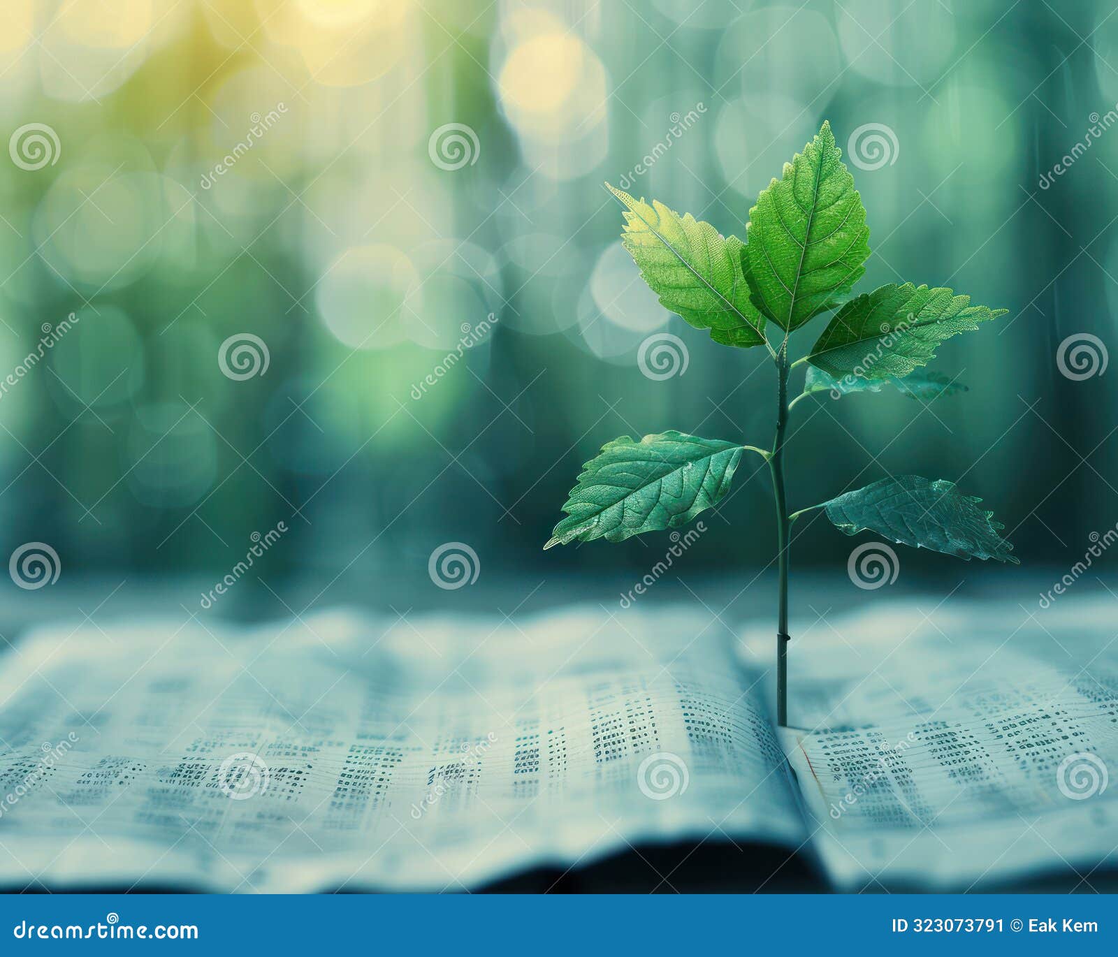 Emerging Growth a Small Plant Growing from the Pages of a Book ...