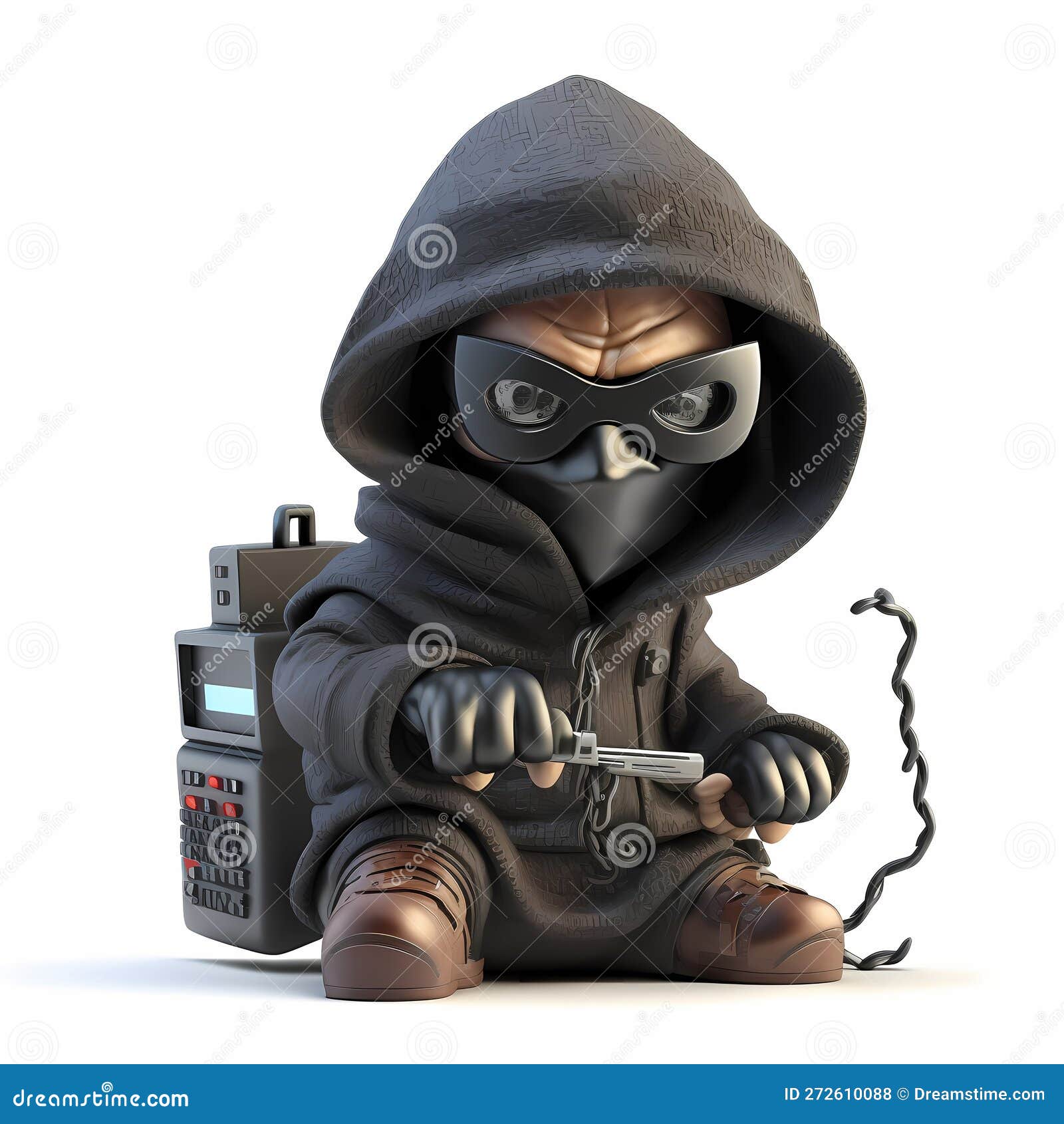 Tiny Hacker Bank Robbery Character . Generative AI Stock Illustration ...