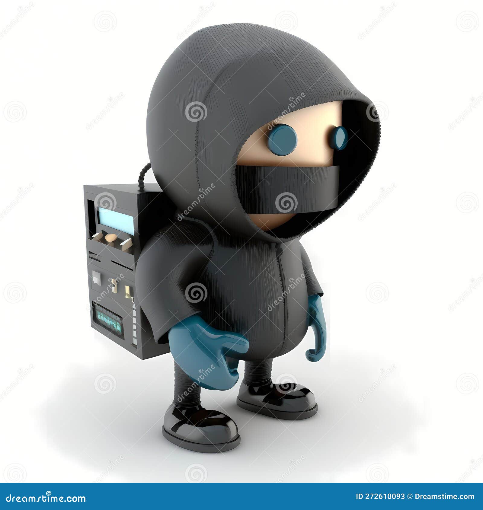Tiny Hacker Bank Robbery Character . Generative AI Stock Illustration ...