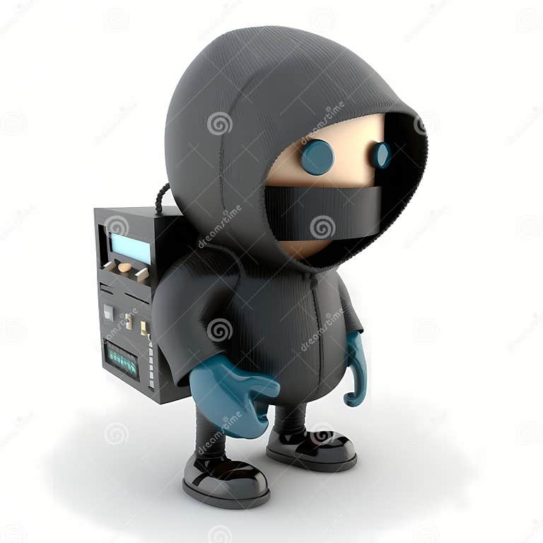 Tiny Hacker Bank Robbery Character . Generative AI Stock Illustration - Illustration of cyber ...