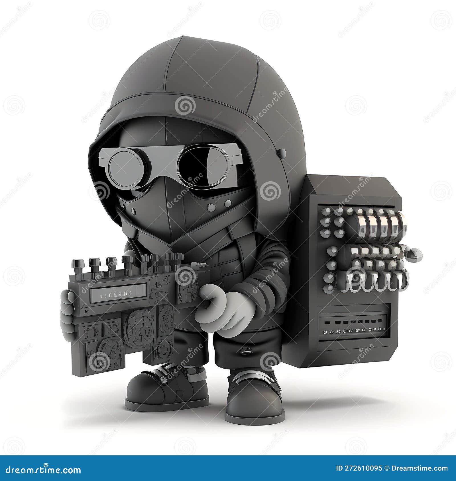 Tiny Hacker Bank Robbery Character . Generative AI Stock Illustration ...