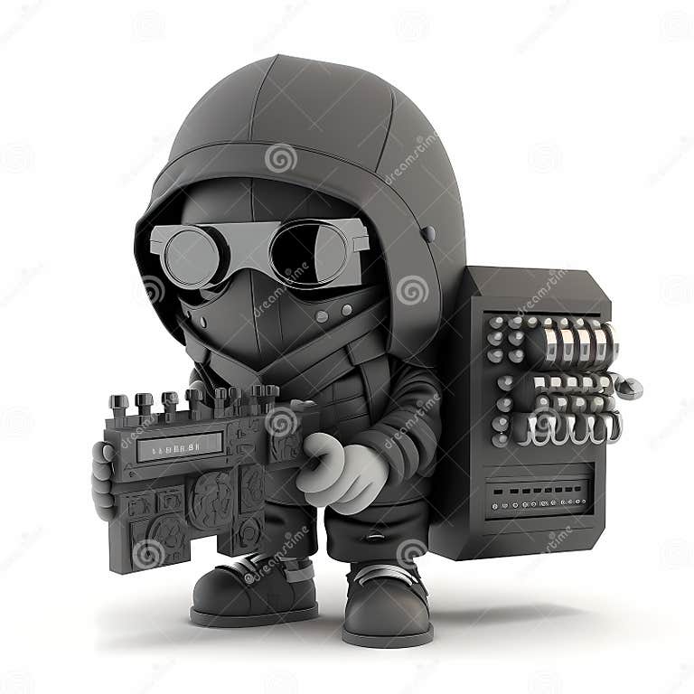 Tiny Hacker Bank Robbery Character . Generative AI Stock Illustration - Illustration of ...
