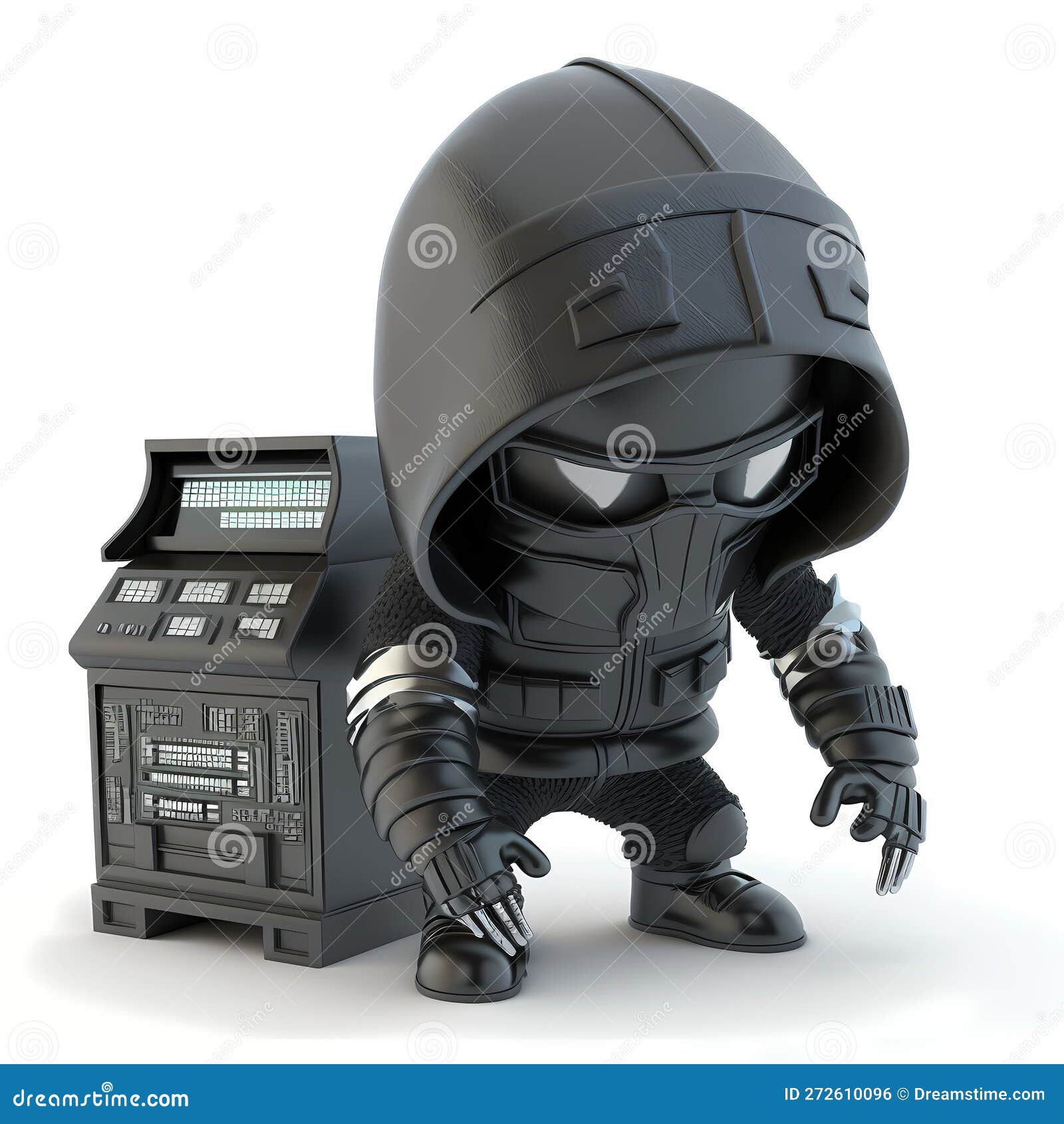 Tiny Hacker Bank Robbery Character . Generative AI Stock Illustration ...
