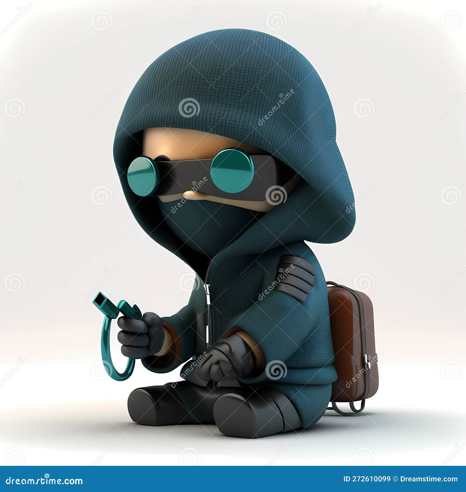 Tiny Hacker Bank Robbery Character . Generative AI Stock Illustration ...