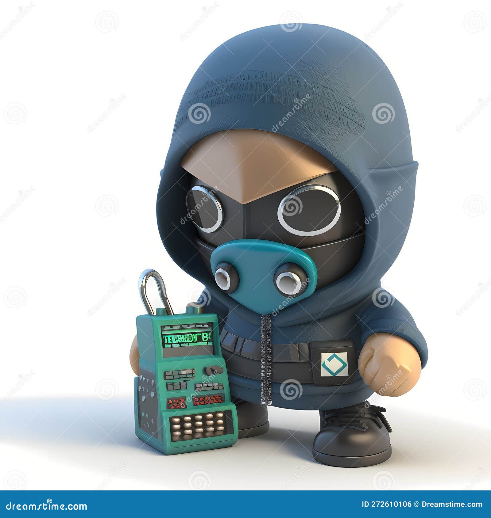 Tiny Hacker Bank Robbery Character . Generative AI Stock Illustration ...