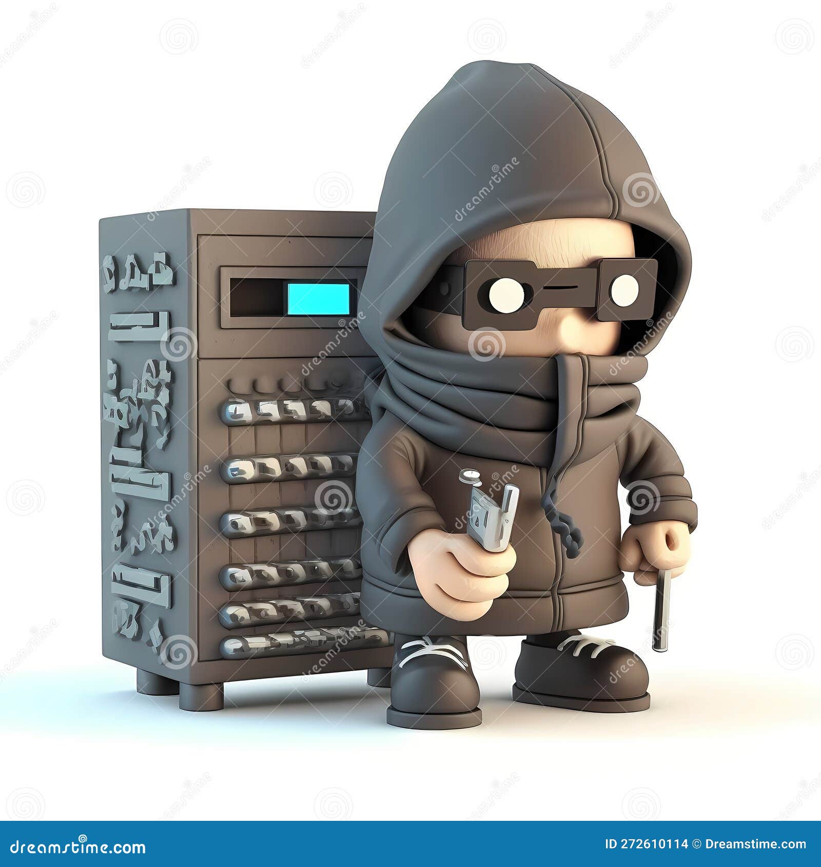 Tiny Hacker Bank Rubbery Character . Generative AI Stock Illustration ...