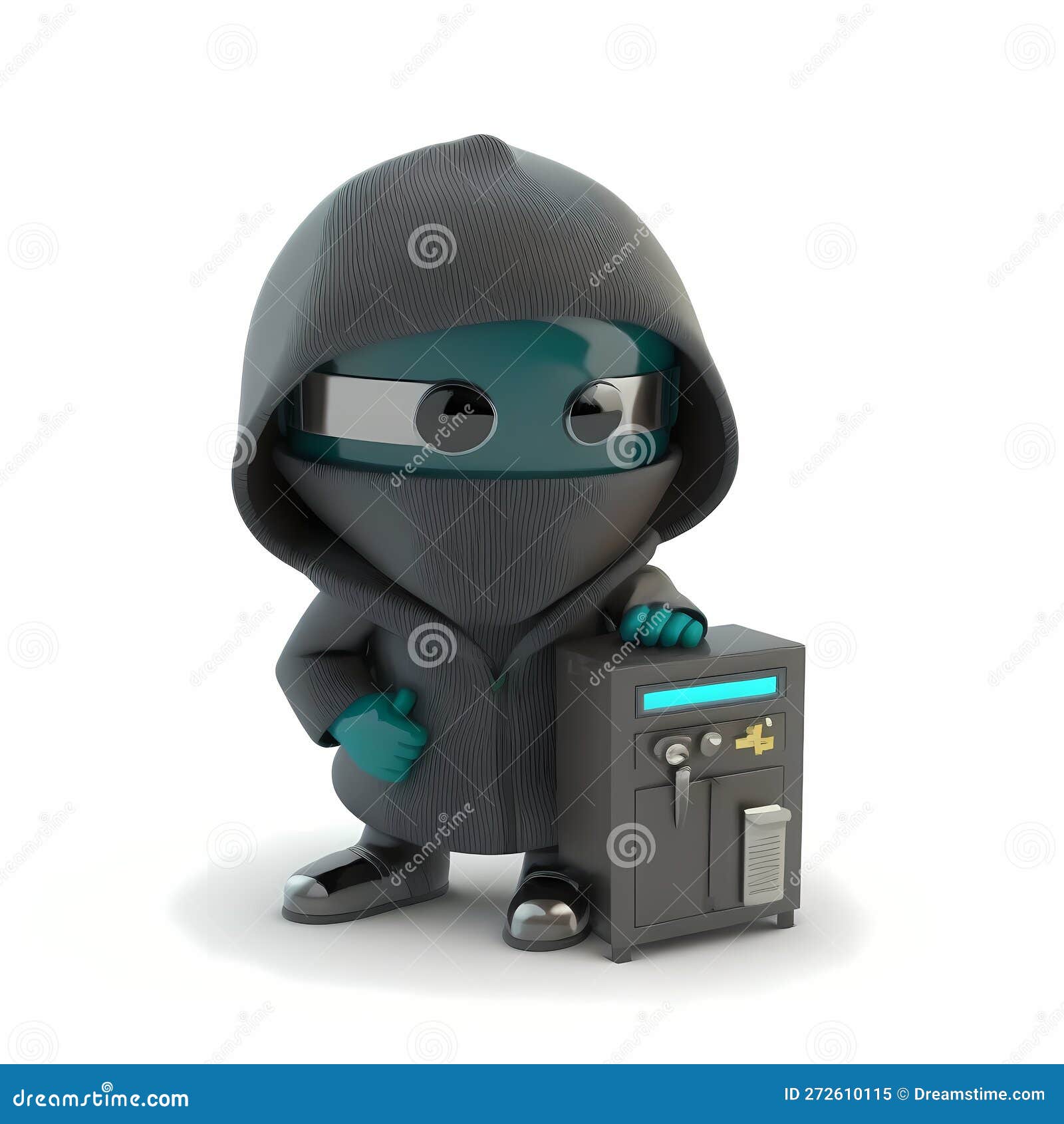 Tiny Hacker Bank Rubbery Character . Generative AI Stock Illustration ...