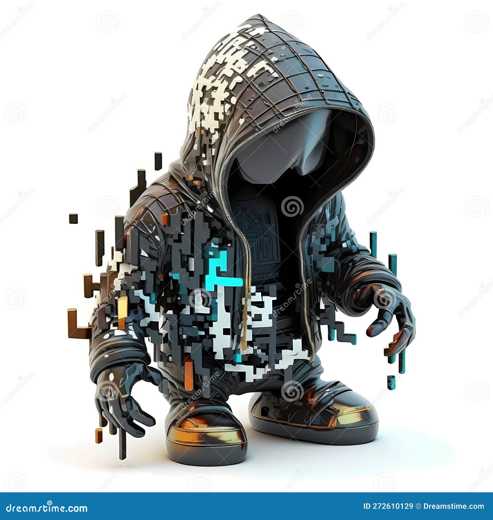 Tiny Hacker Man Character . Generative AI Stock Illustration ...