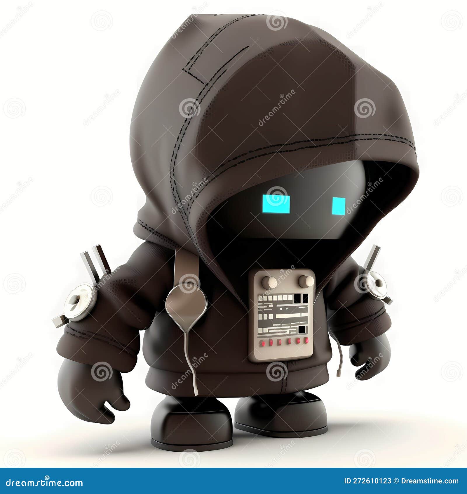 Tiny Hacker Man Character . Generative AI Stock Illustration ...