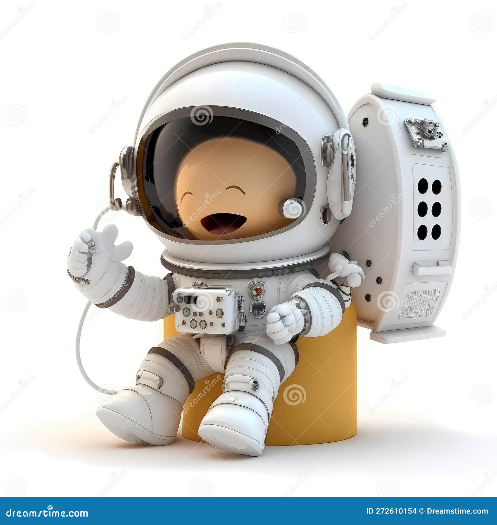 Tiny Happy Astronaut Character . Generative AI Stock Illustration ...