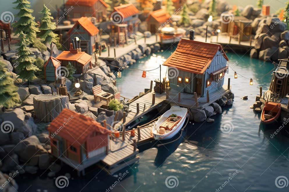 Tiny Harbor with Small Boats and Docks Stock Photo - Image of harbor ...