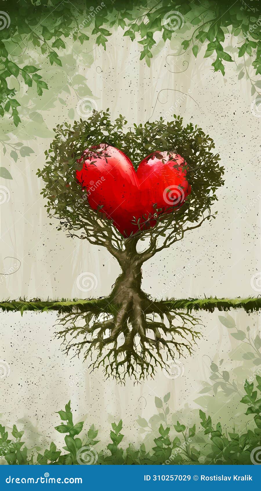 Tiny Heart-shaped Tree Illustration Stock Illustration - Illustration ...