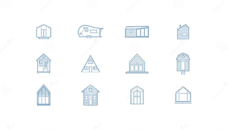 12 Tiny House Icons stock vector. Illustration of construction - 111640564