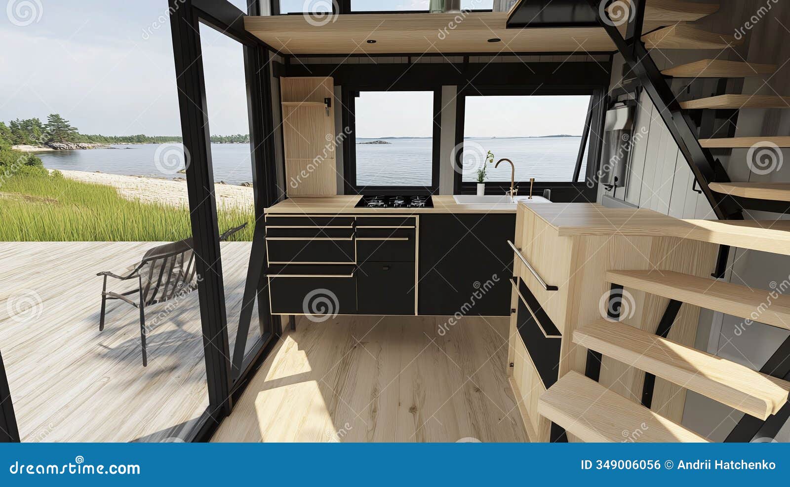 A Tiny House Kitchen with Foldable Countertops and Sliding Drawers ...