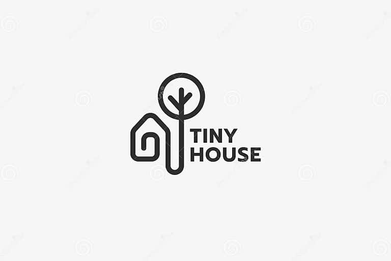 Tiny House Logo with a Combination of a Simple Tiny House and a Tree in ...