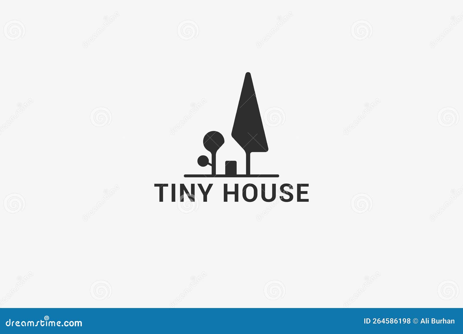 Tiny House Logo with a Combination of a Simple Tiny House and Trees ...