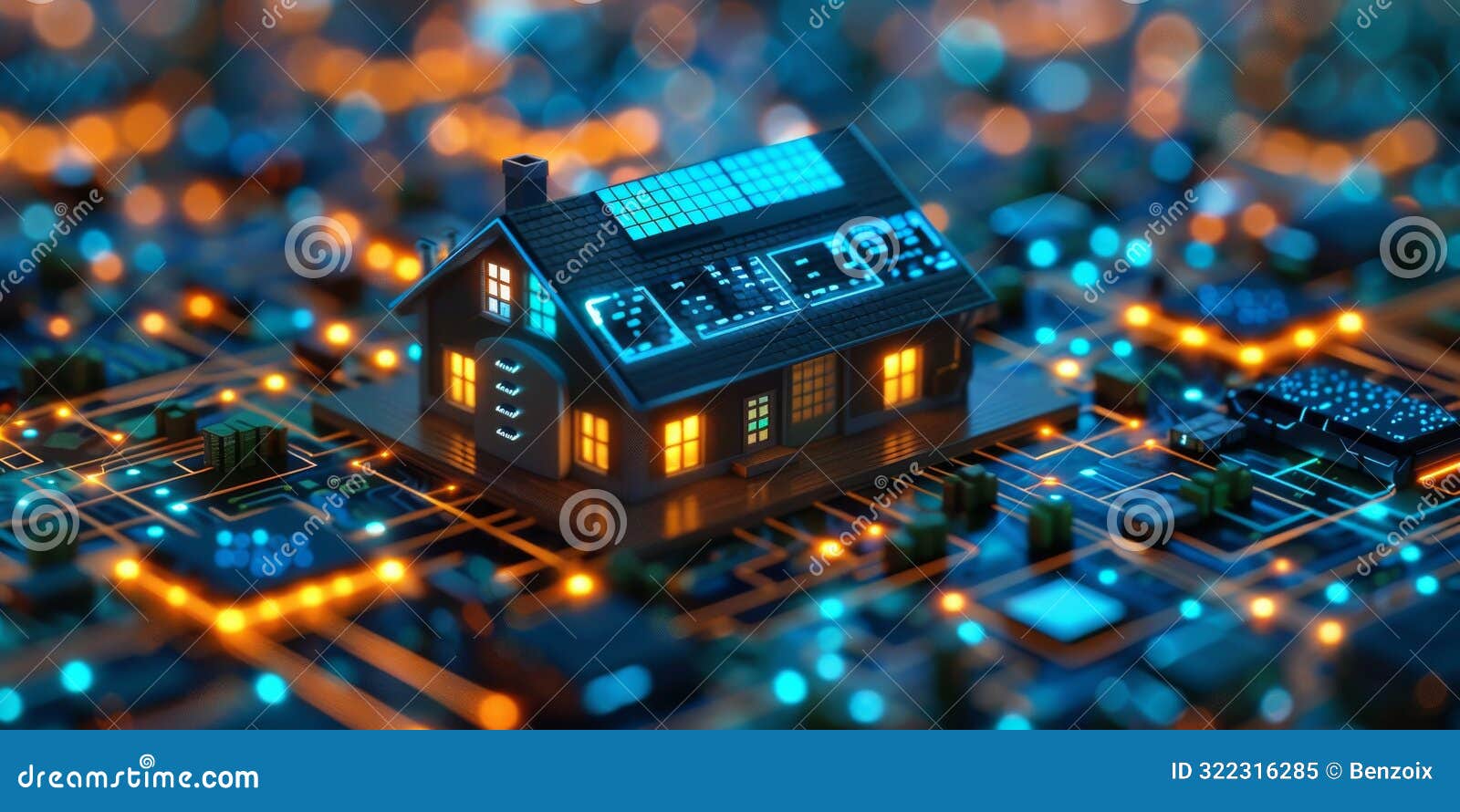 Tiny House on Motherboard Architecture and Technology Merge Stock Image ...