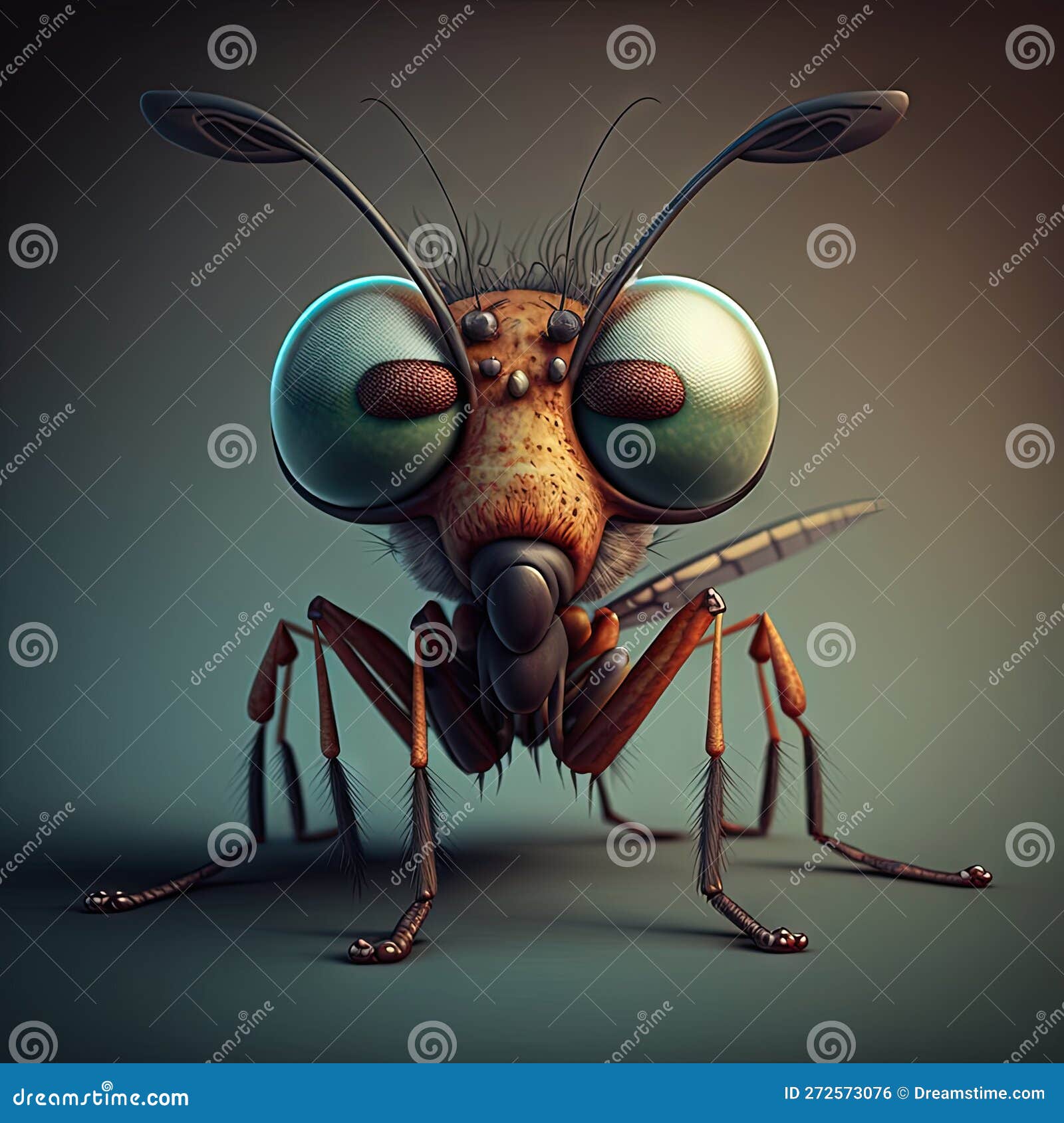 Tiny Insect Monster. Abstract Flying Creature or Funny Bug with Cute ...