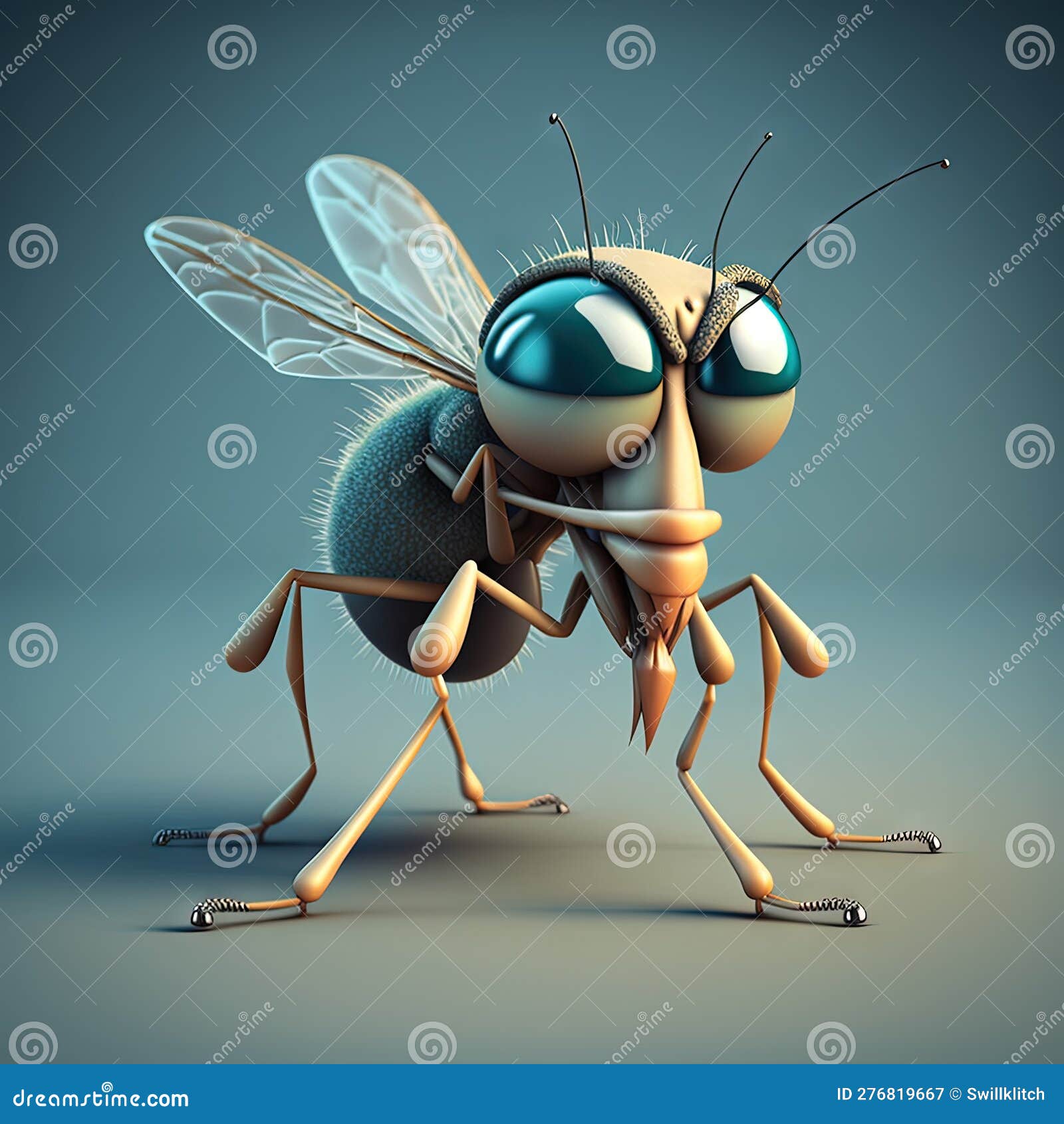 Tiny Insect Monster. Abstract Flying Creature or Funny Bug with Cute ...