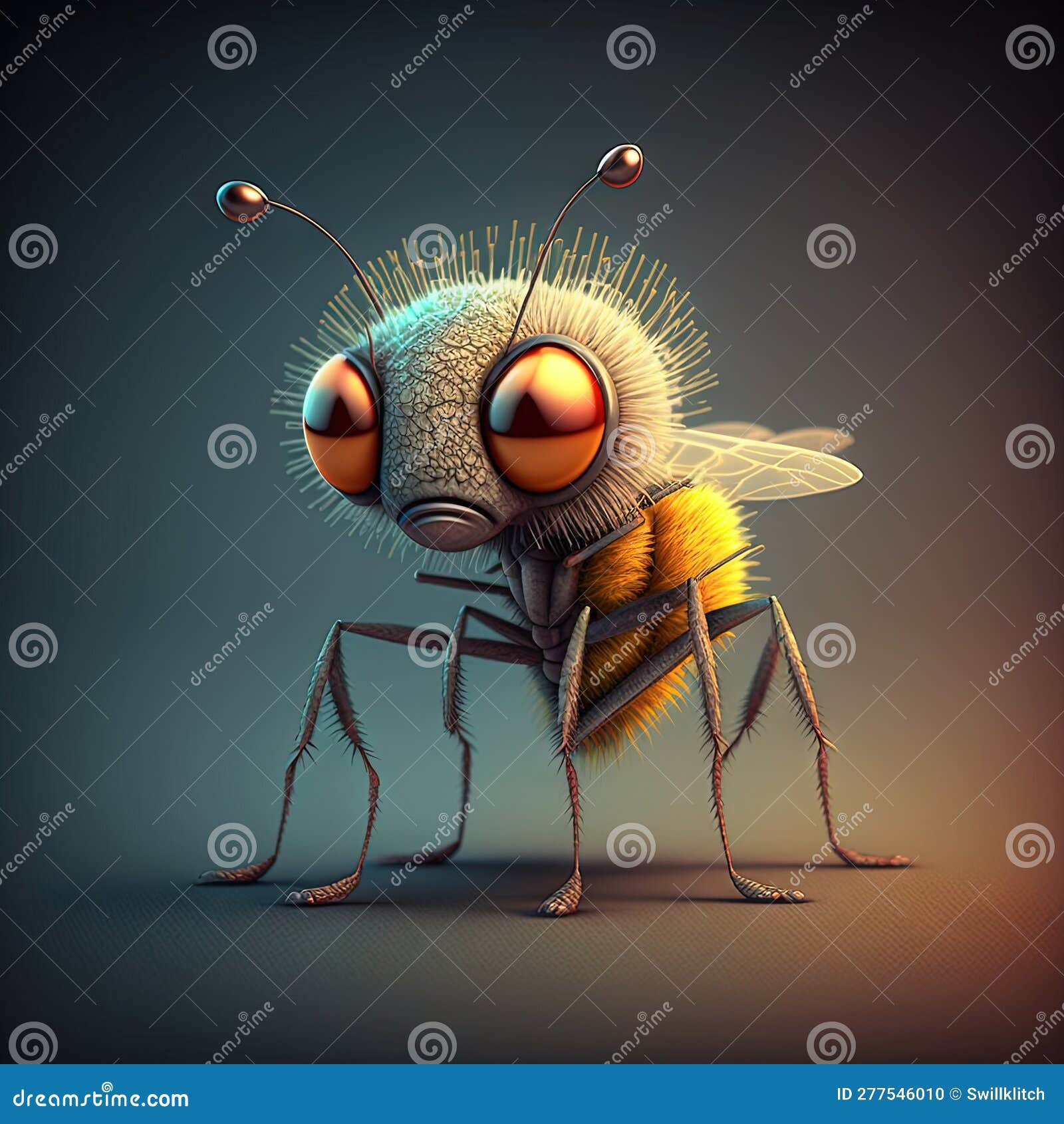 Tiny Insect Monster. Abstract Flying Creature or Funny Bug with Cute ...