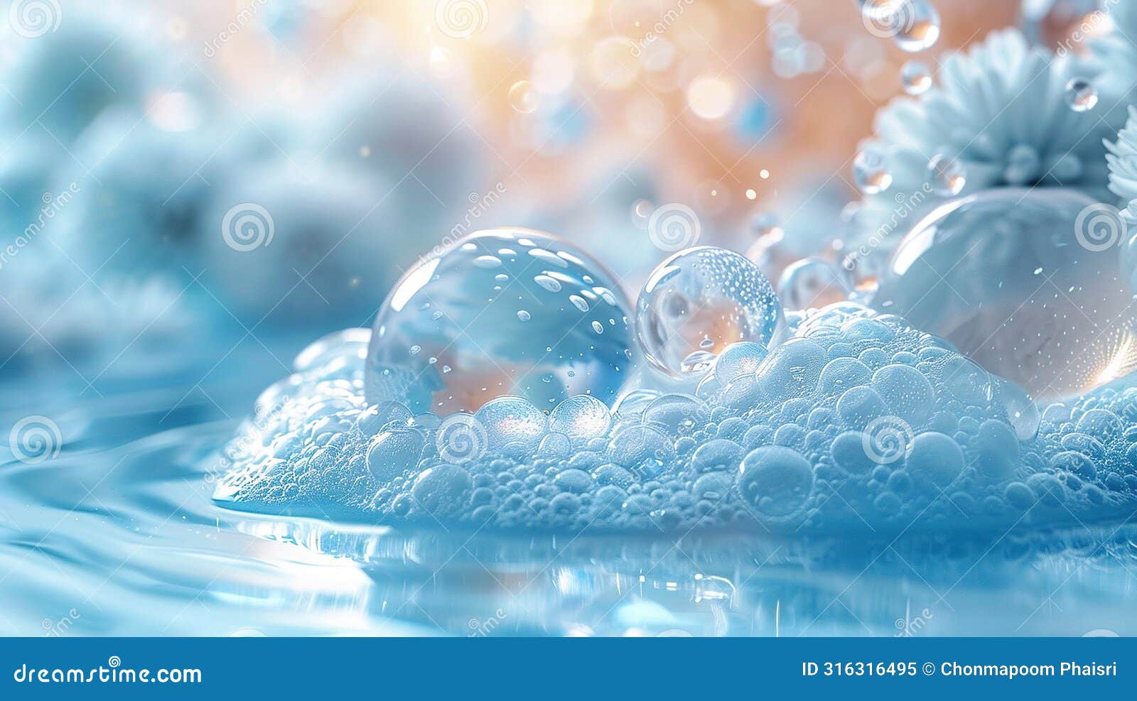 Close-up of a Cluster of Water Bubbles Floating on the Surface of a ...