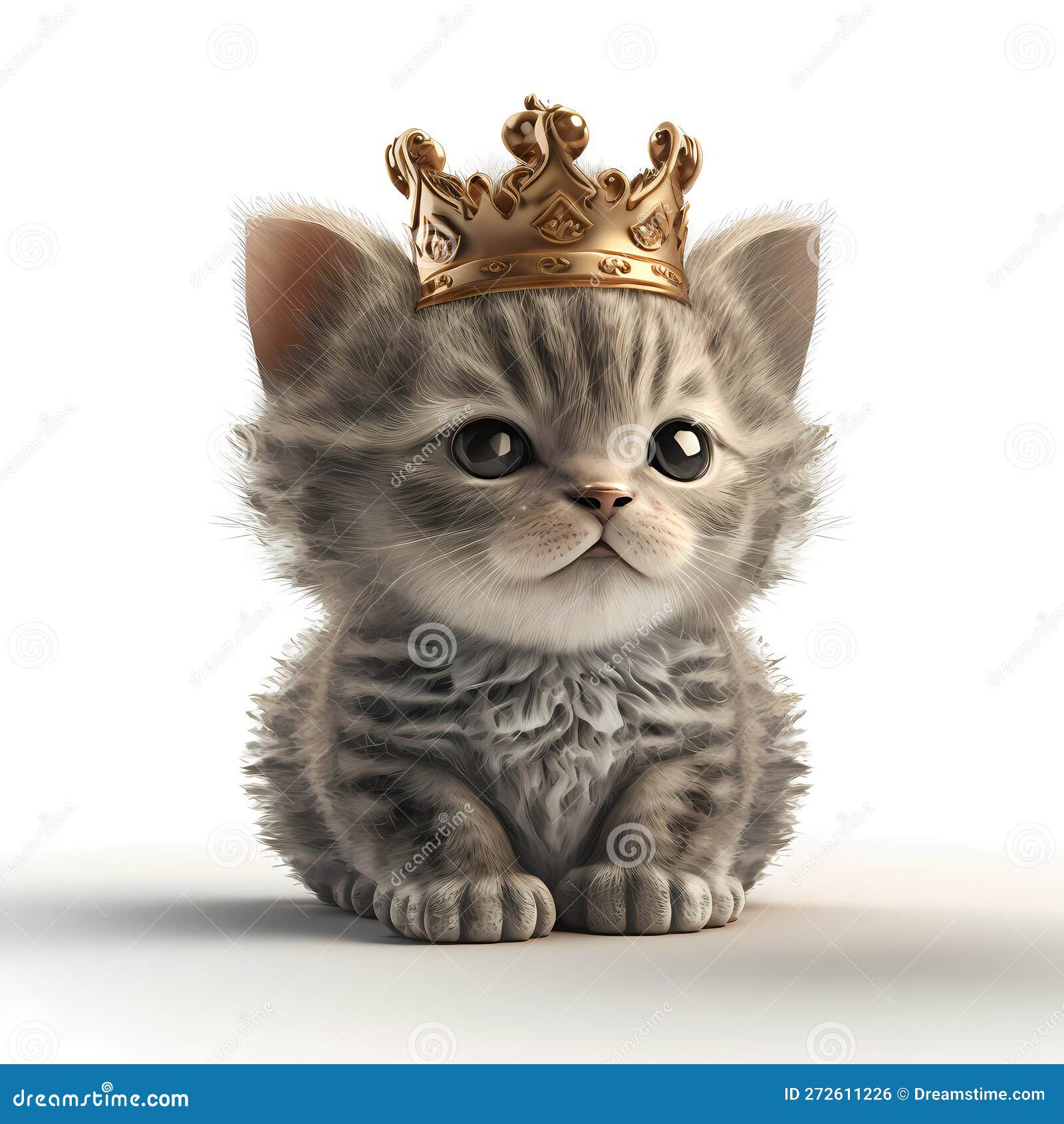 Tiny King Monster Cat. Generative AI Stock Illustration - Illustration ...