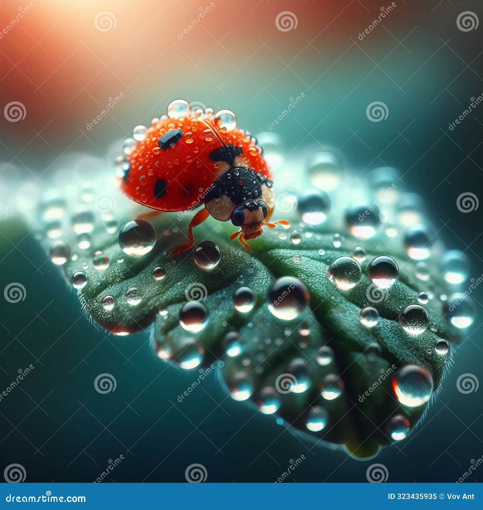 Tiny Ladybug Crawling on a Leaf, Photo Stock Image - Image of item ...