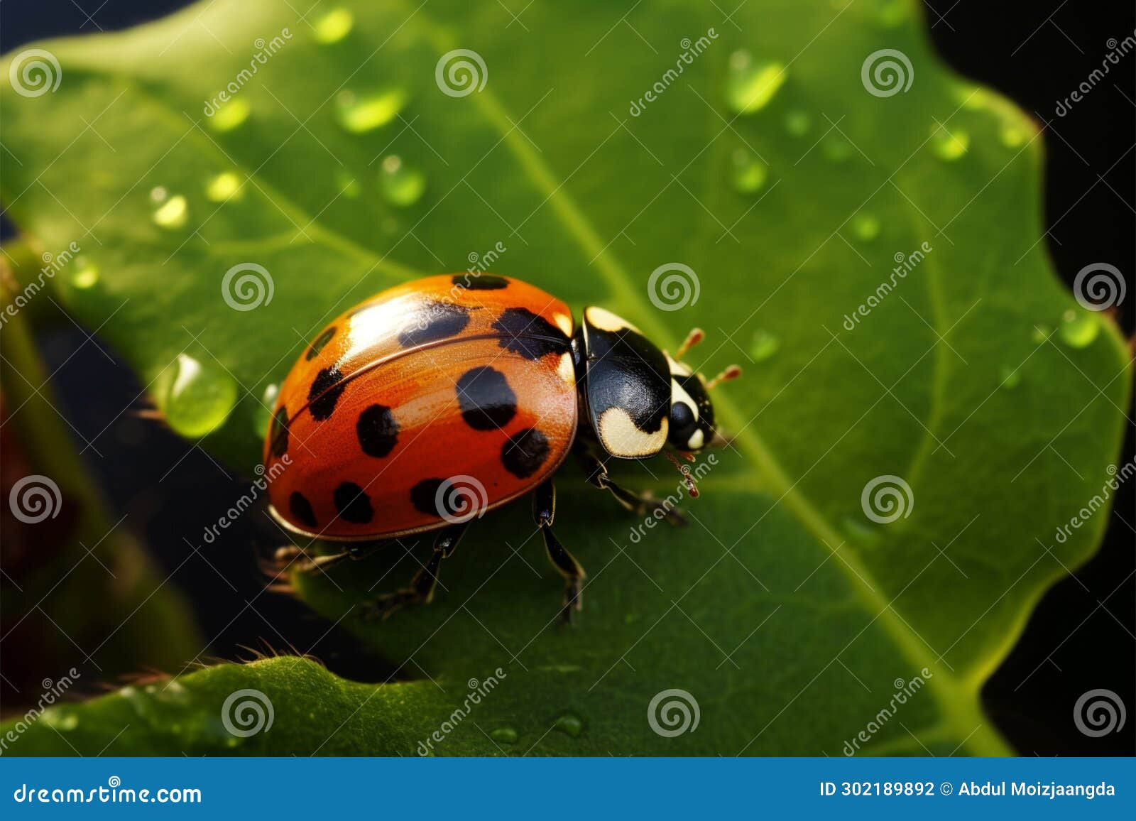 Tiny Ladybug Crawls Along the Leafs Border, a Minuscule Explorer Stock ...