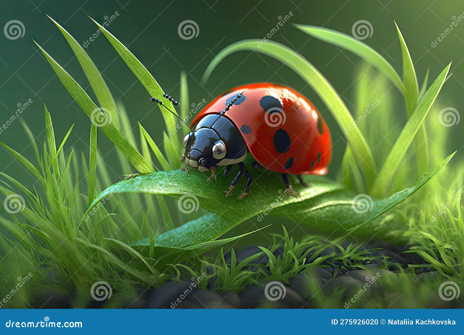 Tiny ladybug in the grass stock illustration. Illustration of insect ...